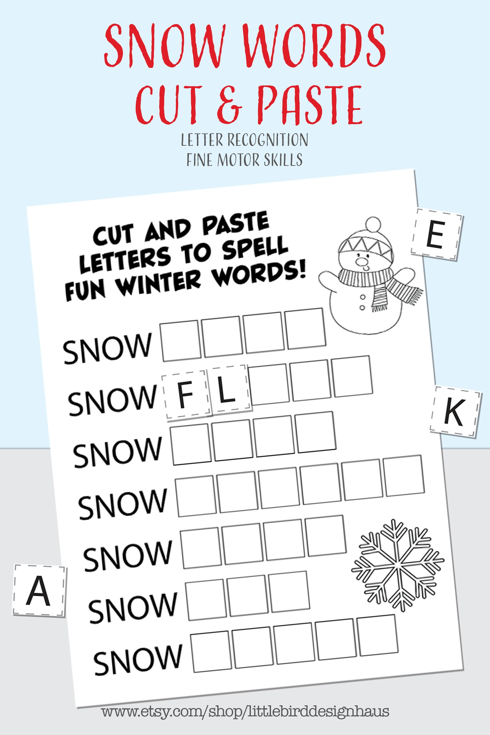 Winter Cut and Paste Activity Worksheet | Printable Kindergarten ...
