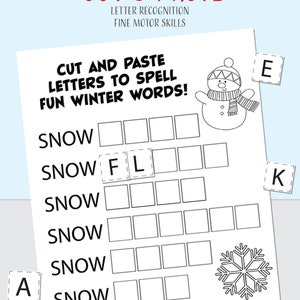 Winter Cut and Paste Activity Worksheet | Printable Kindergarten ...