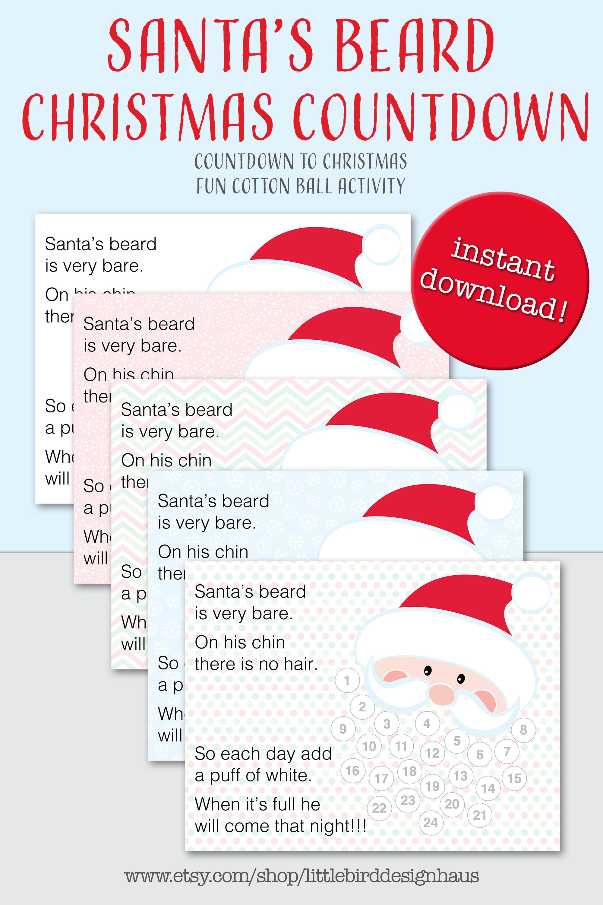 Paper Calendars & Planners Christmas Countdown Printable Kindergarten ...
