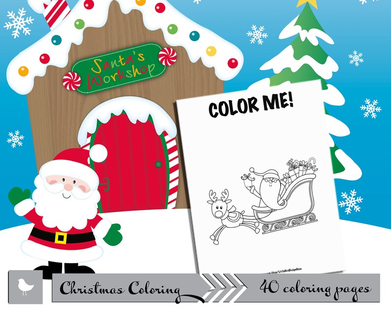 40 Christmas Coloring Sheets, Worksheets for Preschool, Kindergarten ...