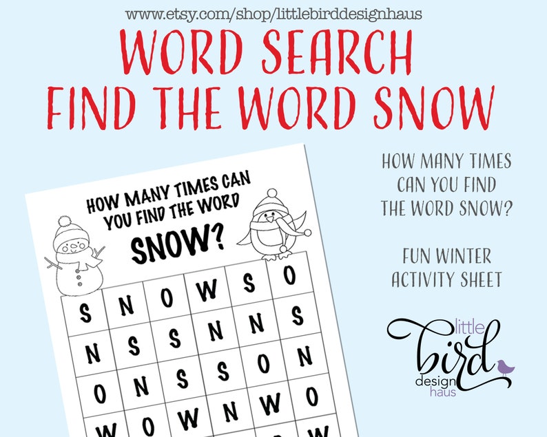 Winter Word Search Activity Worksheet | Printable Kindergarten ...