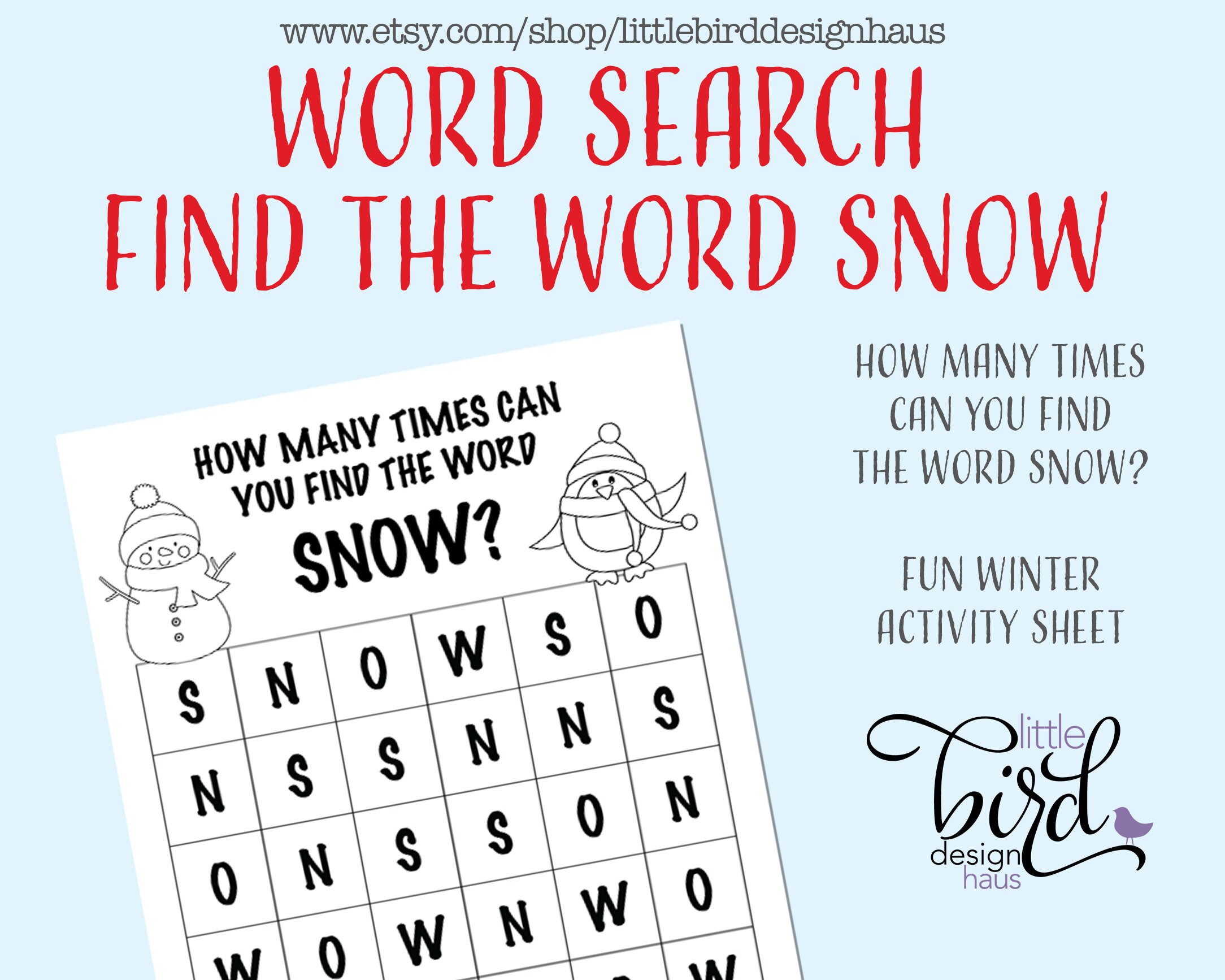Winter Word Search Activity Worksheet | Printable Kindergarten ...