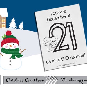 Christmas Countdown Printable Coloring Sheets, Worksheets, Preschool ...