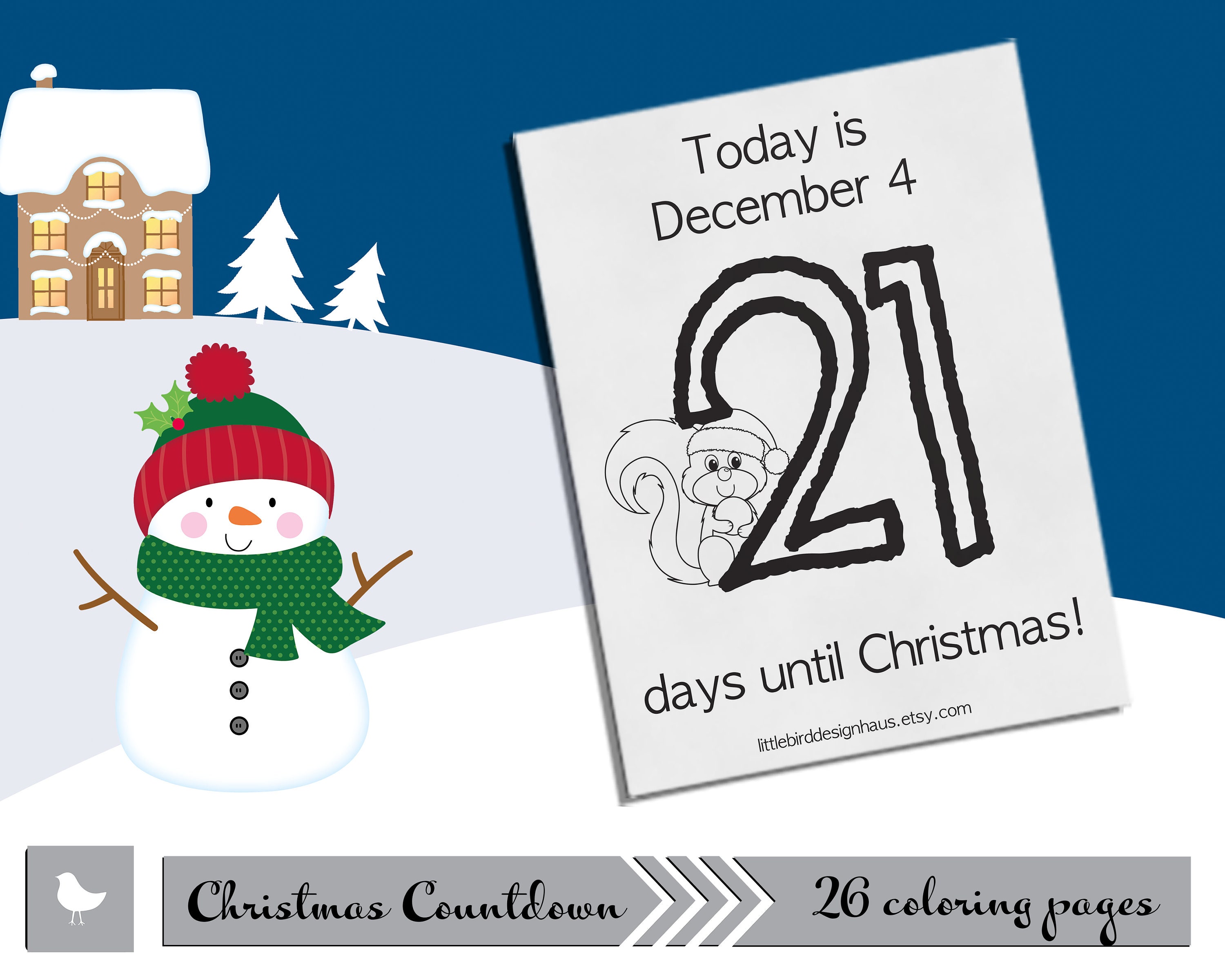Christmas Countdown Printable Coloring Sheets, Worksheets, Preschool ...