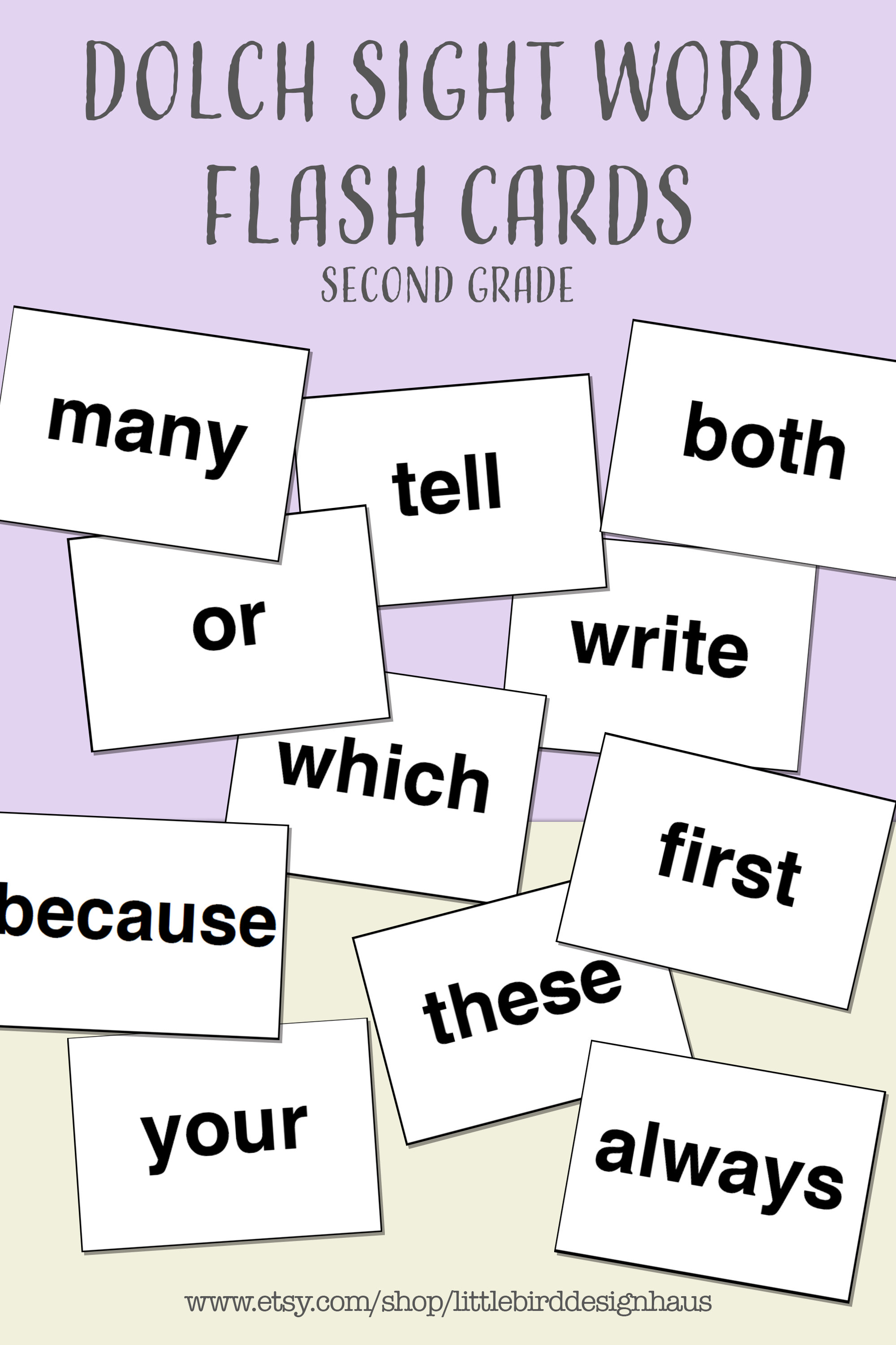 46 Dolch Second Grade Sight Word Flash Cards Printable. 2nd Grade ...