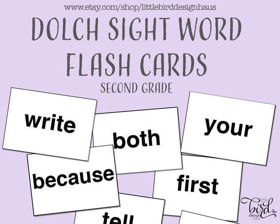 46 Dolch Second Grade Sight Word Flash Cards Printable. 2nd - Etsy