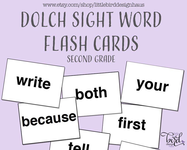 46 Dolch Second Grade Sight Word Flash Cards Printable. 2nd Grade ...