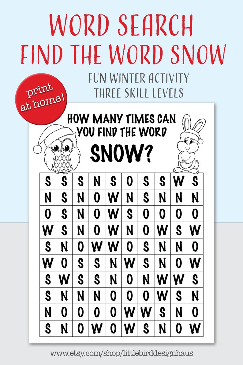 Winter Word Search Activity Worksheet | Printable Kindergarten ...