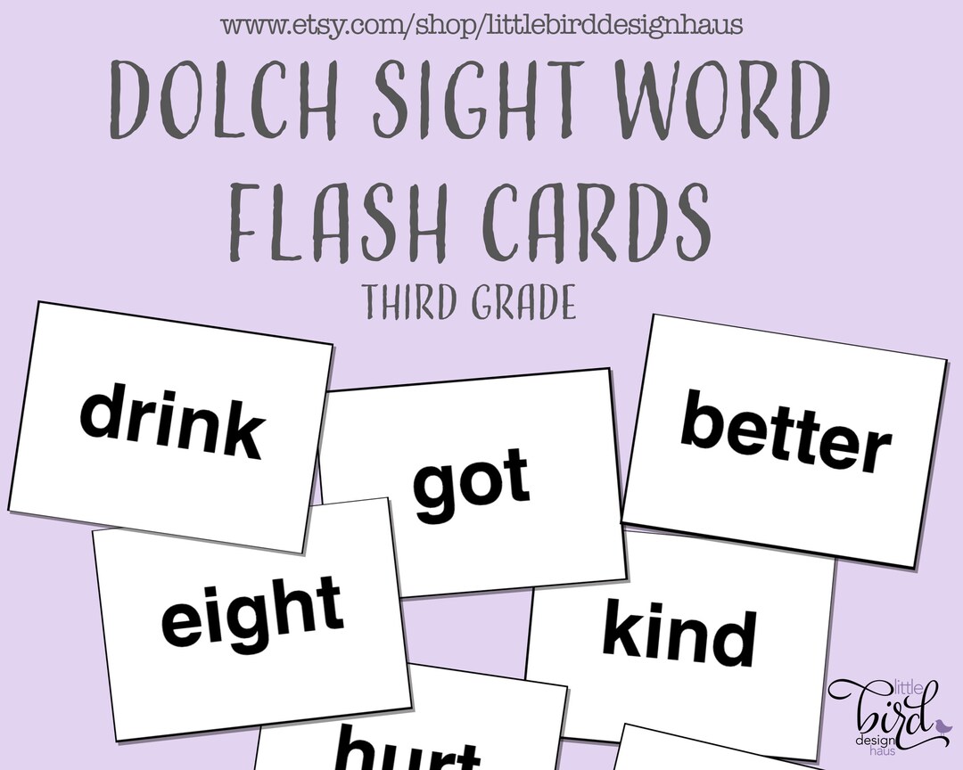 41 Dolch Third Grade Sight Word Flash Cards Printable. 3rd Grade ...