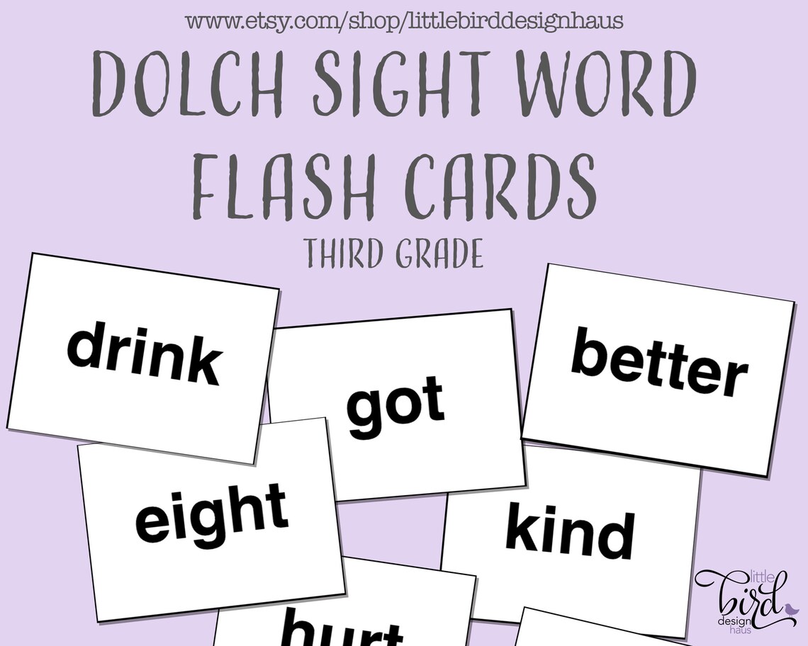 41 Dolch Third Grade Sight Word Flash Cards Printable. 3rd Grade ...