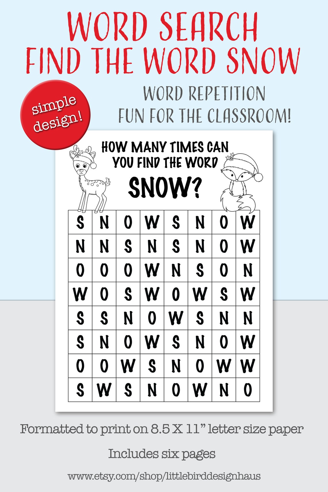 Winter Word Search Activity Worksheet Printable Kindergarten Christmas ...