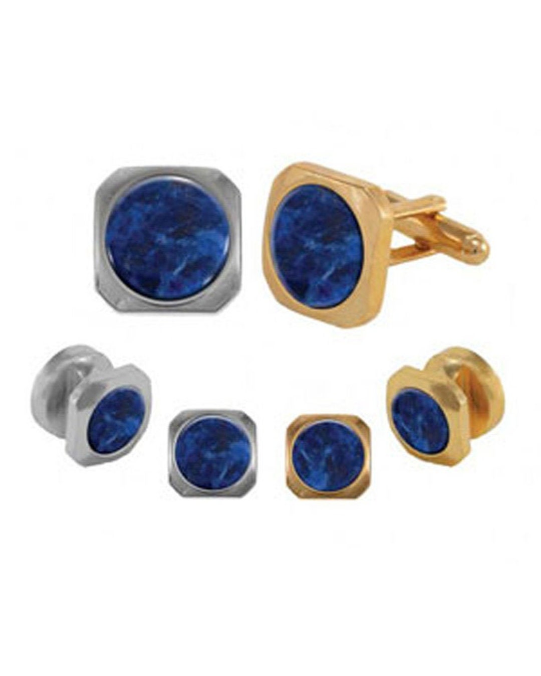Boutons de manchette et clous Sodalite Soft Square en argent ou en or ...