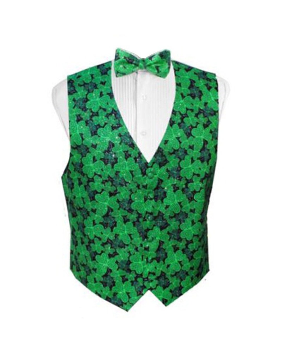 Men's Shamrock Print Tuxedo Vest and Bow Tie or Long Tie - Etsy