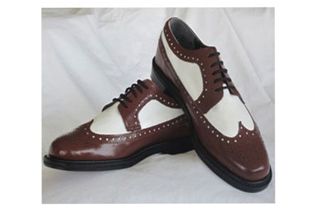 Men's Brown and White Wing Tip With Thick Soles - Etsy