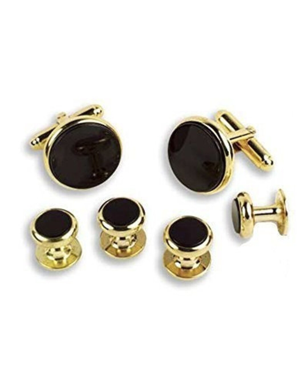 Genuine Onyx Round Cuff Links and Studs - Etsy