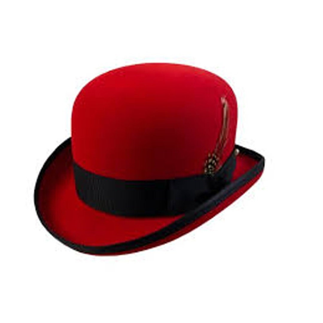 Men's Morfelt Derby Hat in Scarlet With Black Band and Trim - Etsy
