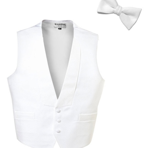 White Pique Full Back Tuxedo Vest - Etsy