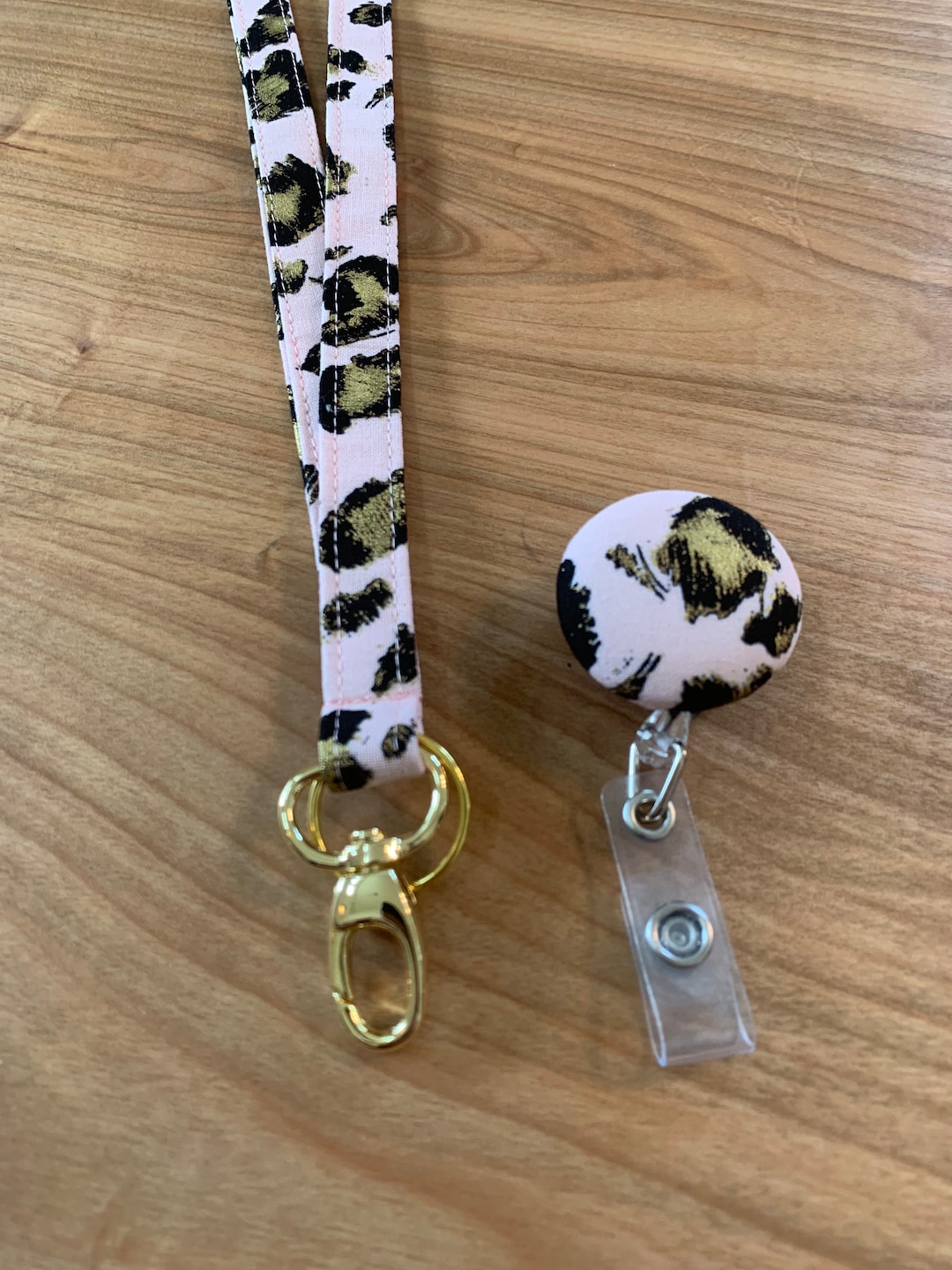 Pink Leopard Print Lanyard: Safety ID Badge Holder - Etsy