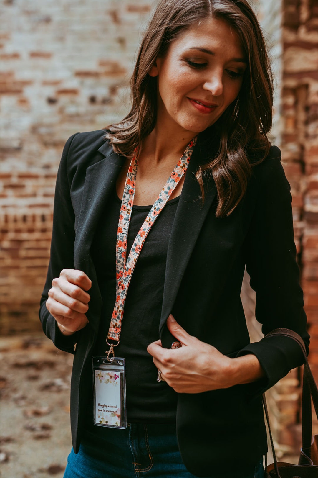 Floral Lanyard for Teachers, Peach, Blue, Green, Periwinkle or Pink - Etsy