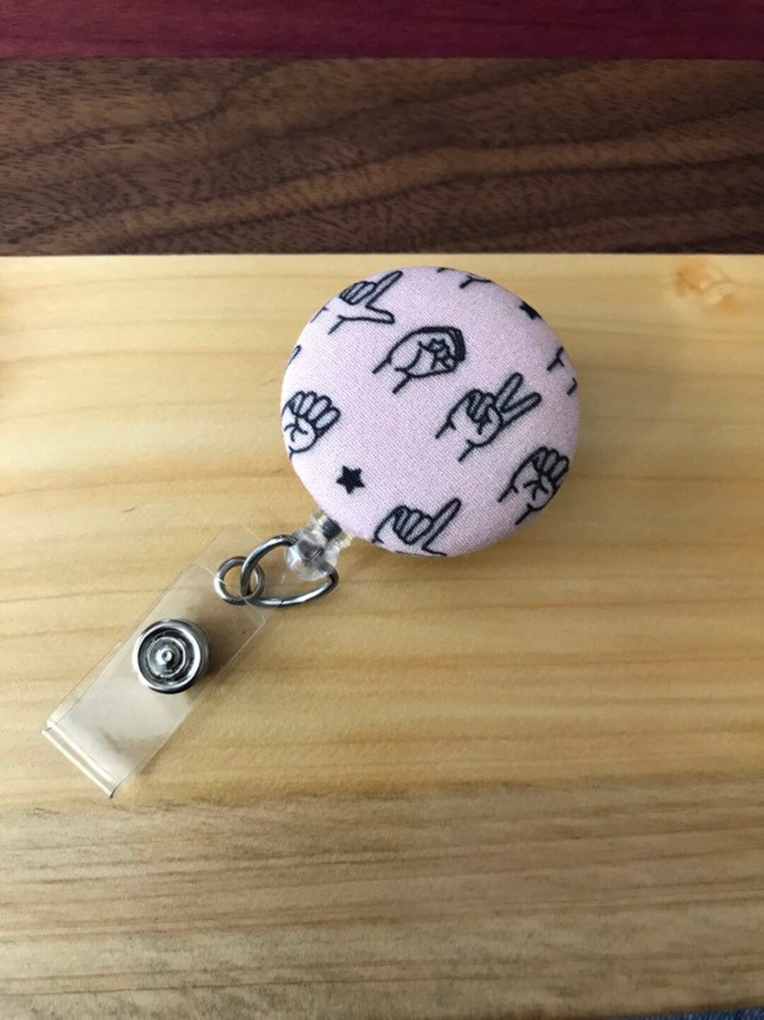 Love Badge Reel ASL American Sign Language Retractable ID Badge Cute ...