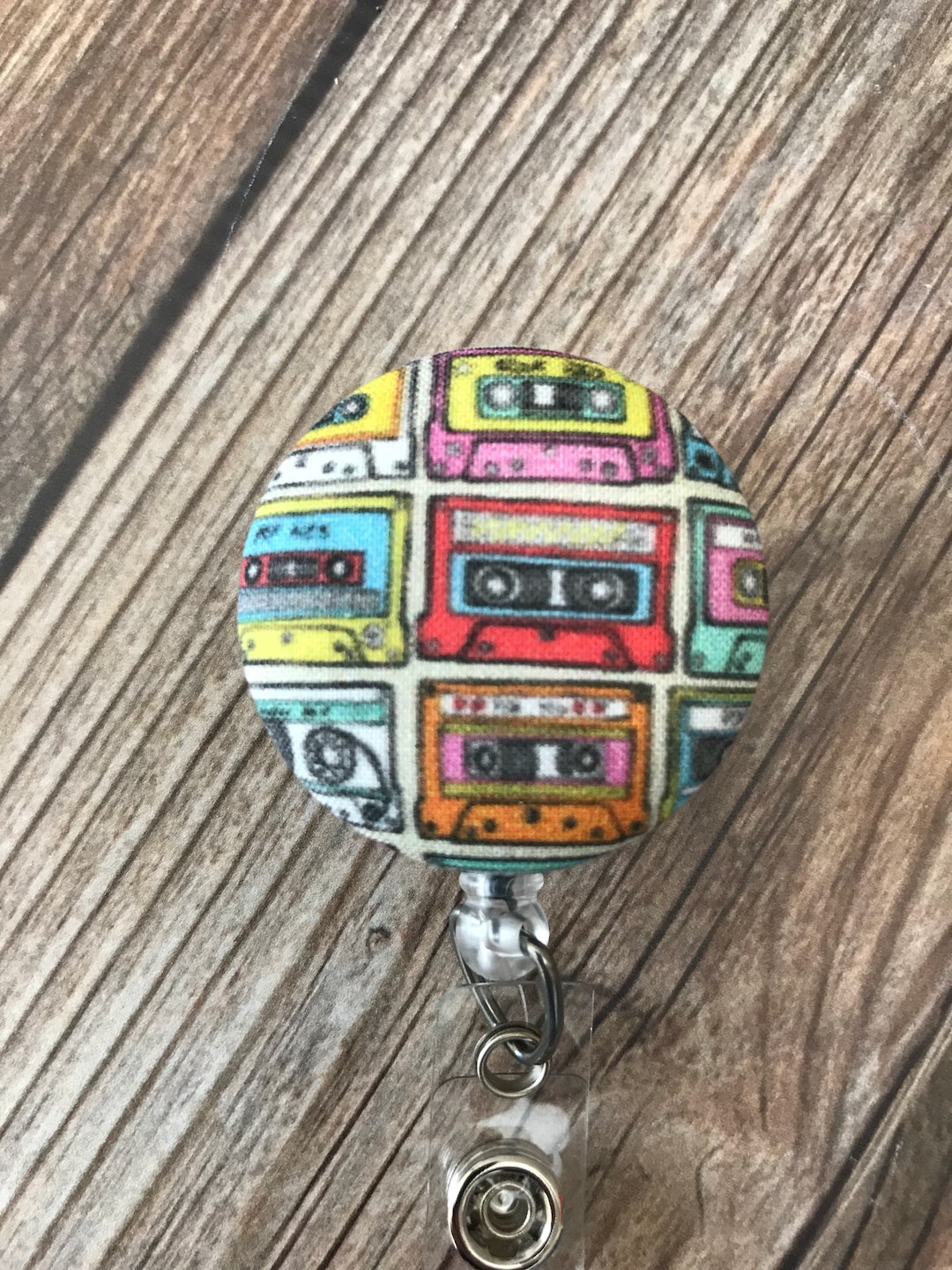 Fun Badge Reel Heavy Duty Badge Reel Retro Nostalgia Cassette Tape ...