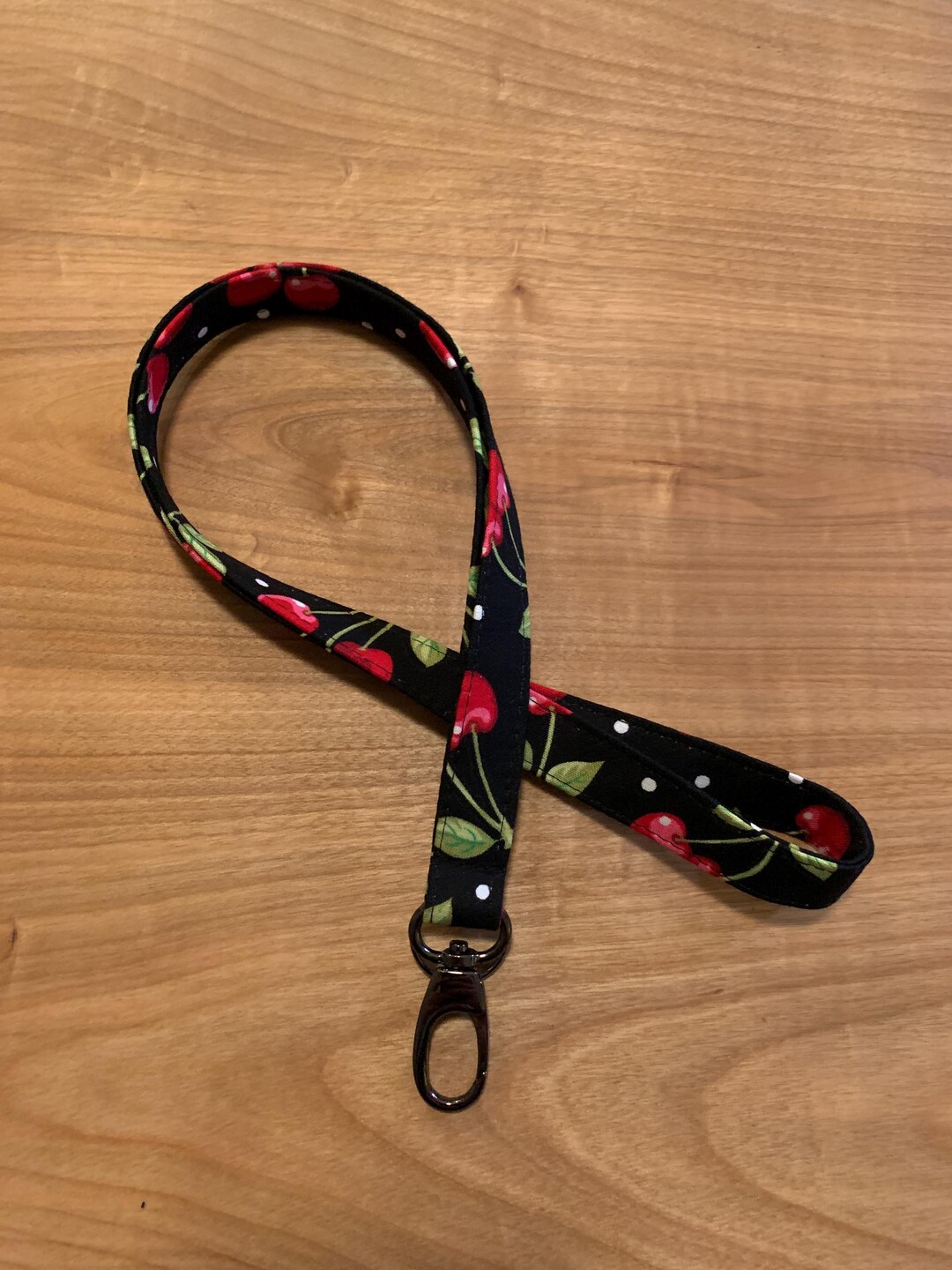 Cherry Lanyard: Polka Dot Cotton ID Badge Holder - Etsy