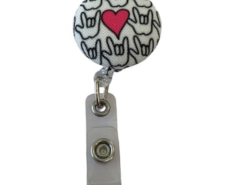 ASL Badge Reel I Love You Badge Sign Language Badge - Etsy