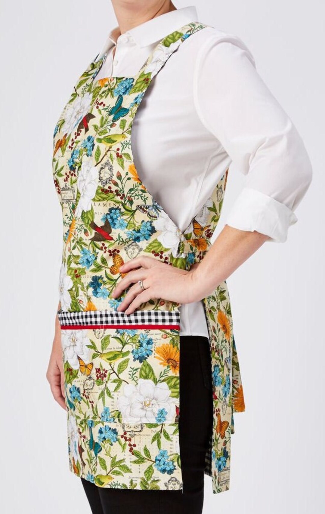 Bird Butterfly Reversible Woman's Apron With Pockets. Retro Pinafore ...