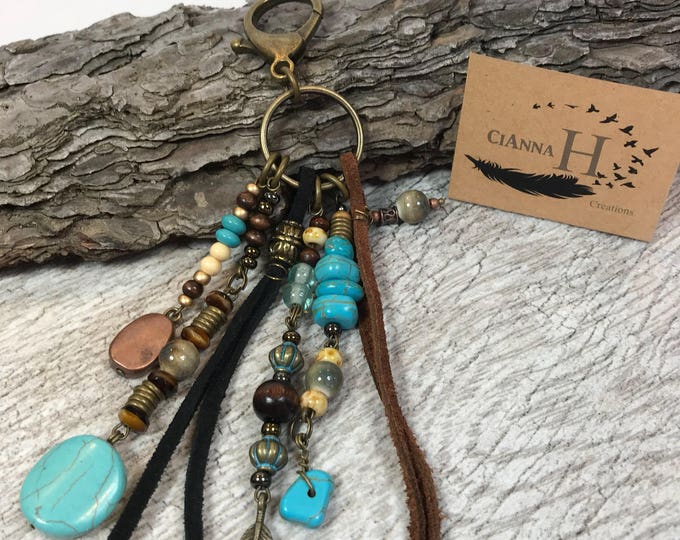 Boho Turquoise Beaded Leather Purse Handbag Western Tassel - Etsy