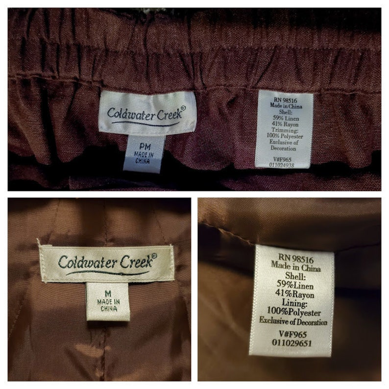 COLDWATER CREEK 2 Piece Brown Linen Pant Suit. Lined Swing A-line ...