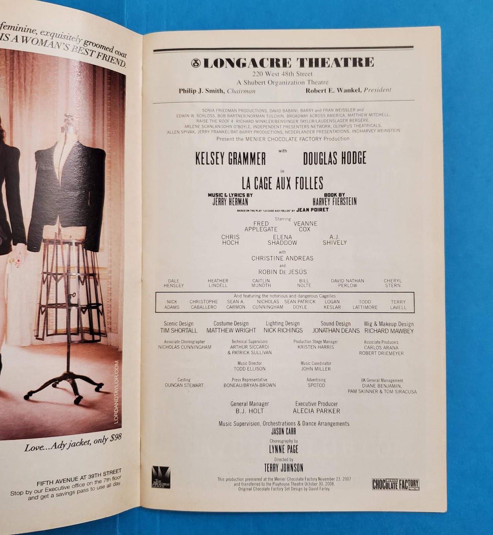 Original Broadway Playbill. LA CAGE Aux FOLLES With Kelsey Grammar ...