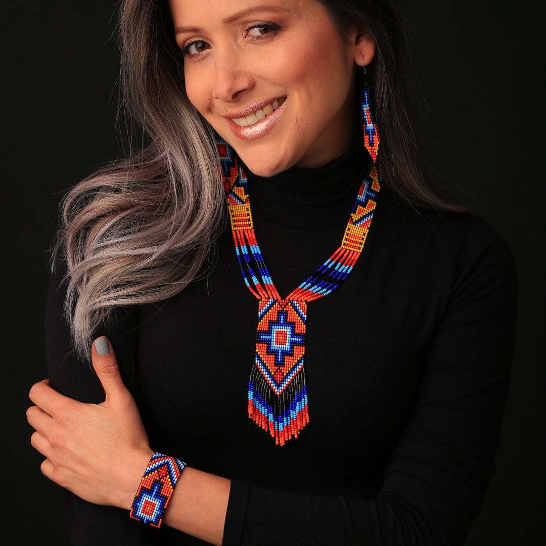 Set of Colombian Embera Jewelry With Necklace Earrings and - Etsy