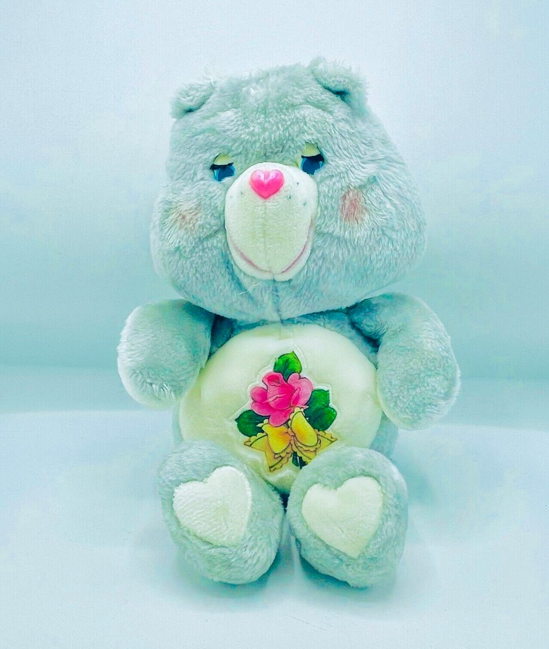 Vintage 1983 Care Bears Grams Bear 15” Plush Gray Flowers Grandma ...