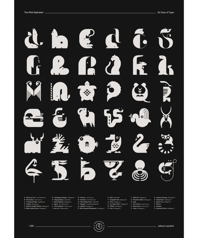 Limited Edition Screen Print, the Wild Alphabet Poster - Etsy