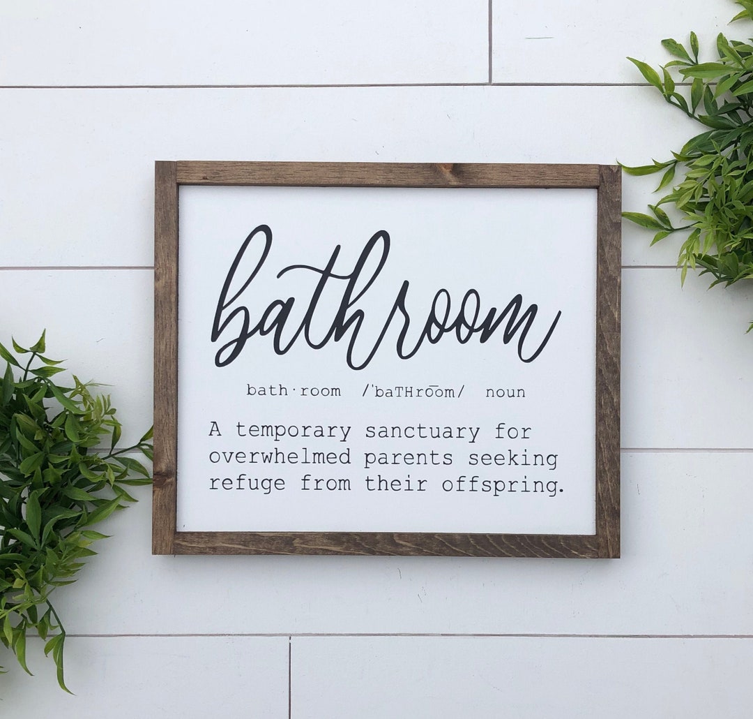 Bathroom Sign / Farmhouse Wooden Sign - Etsy
