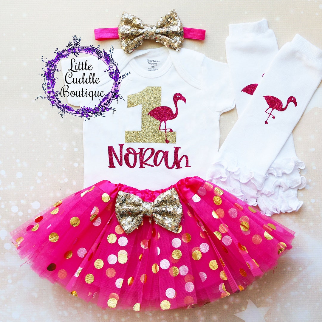 Personalized Flamingo First Birthday Tutu Outfit, Birthday Outfit, Baby ...