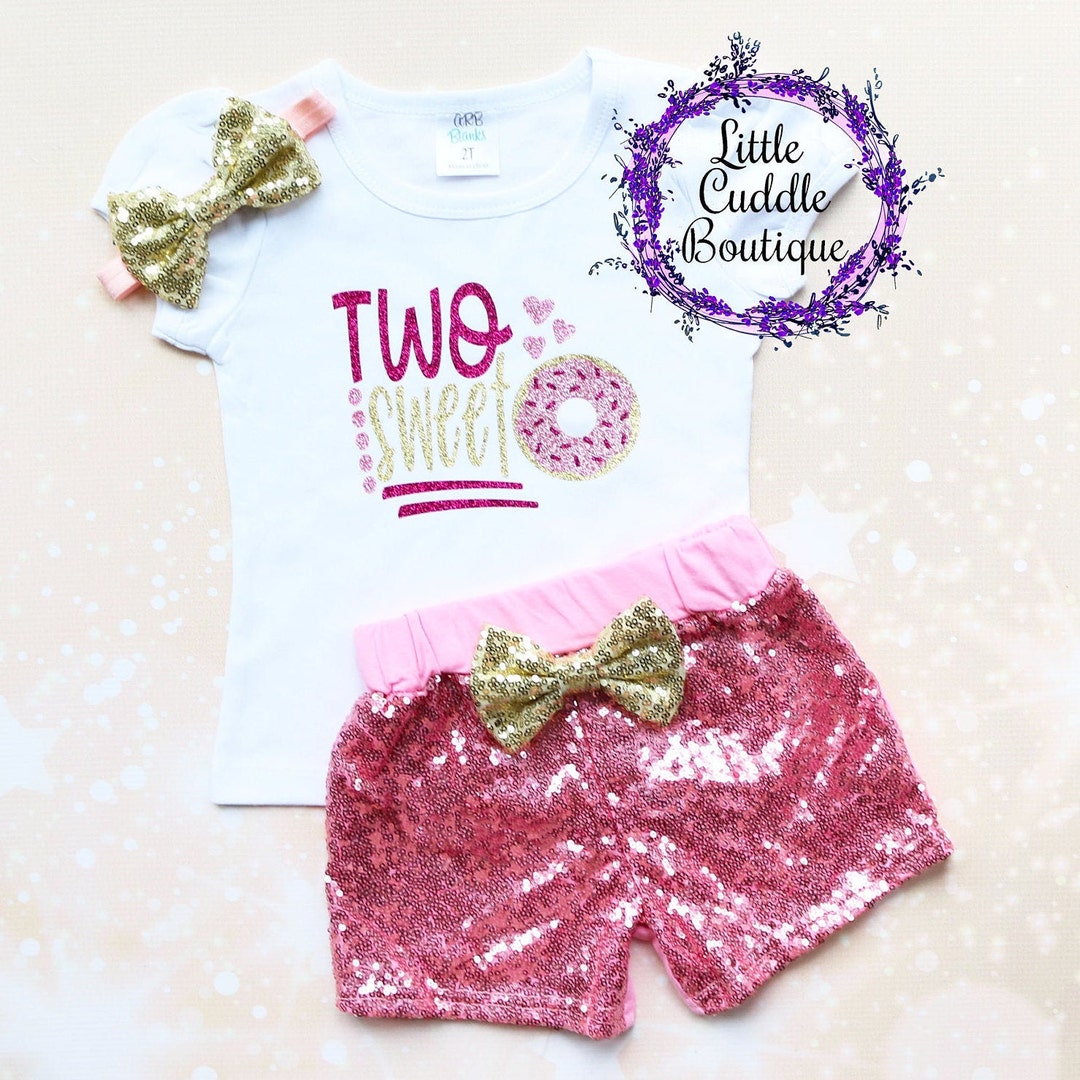 Two Sweet Donut Second Birthday Shorts Outfit, Donut Birthday Outfit ...
