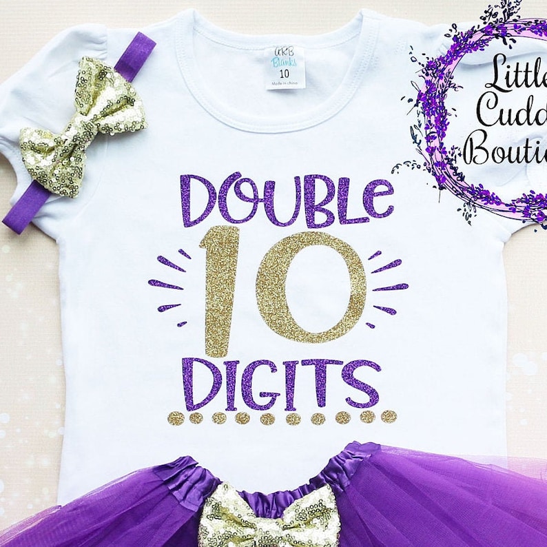 Double Digits 10th Birthday Tutu Outfit, Girl Birthday Outfit, 10 Year ...