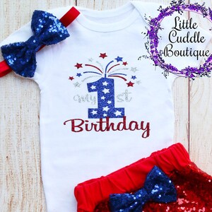 Firecracker 1st Birthday Shorts Outfit, Fourth of July 1st Birthday ...