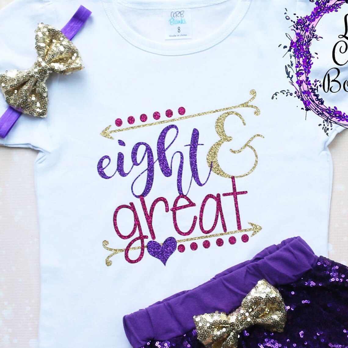 Eight & Great 8th Birthday Shorts Outfit 8 Year Old Girl - Etsy