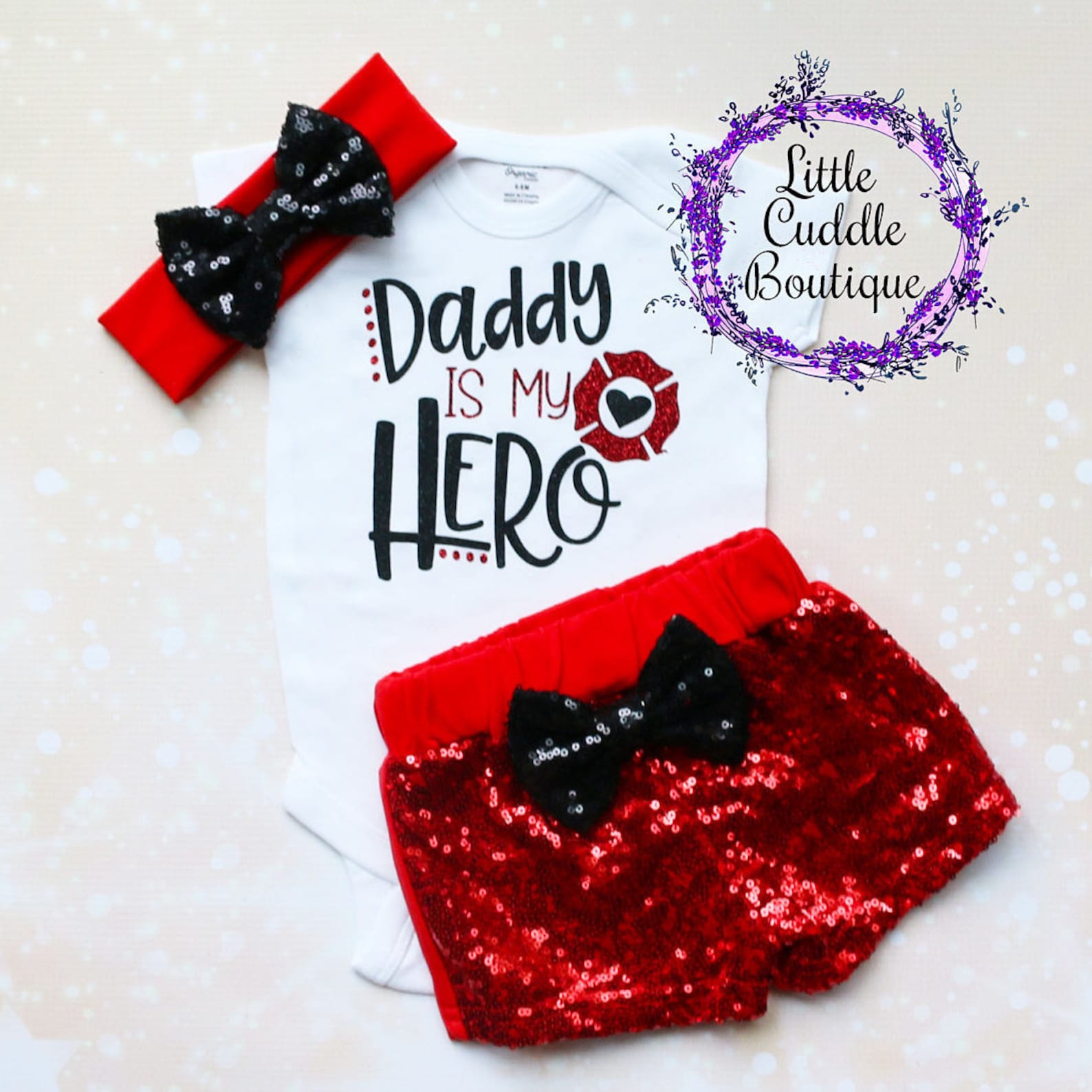 Daddy is My Hero Firefighter Shorts Outfit Fireman Baby - Etsy