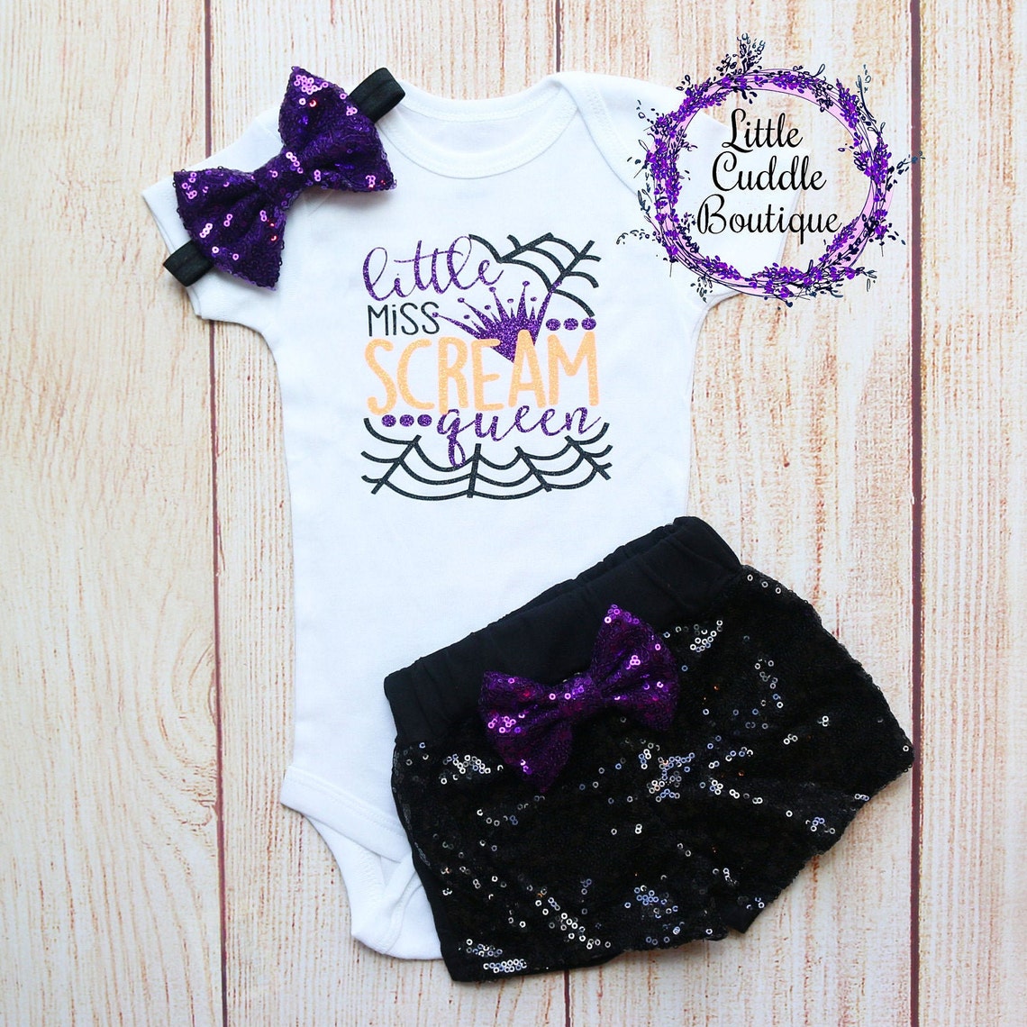 Little Miss Scream Queen Baby Shorts Outfit Baby Halloween | Etsy