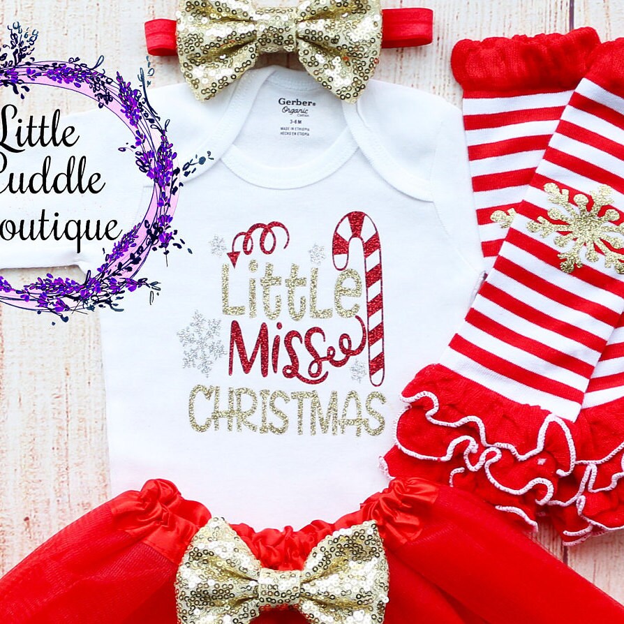 Little Miss Christmas Baby Outfit, Holiday Outfit, 1st Christmas Outfit ...