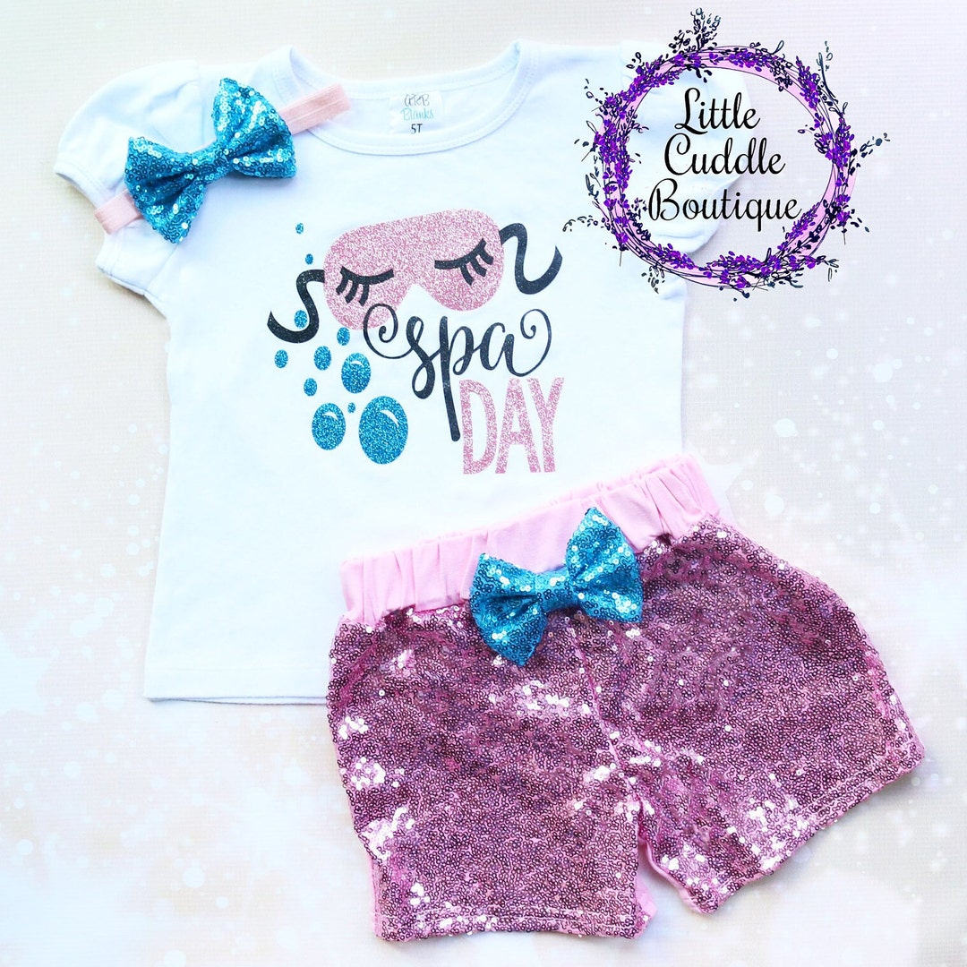 Spa Day Girl Shorts Outfit, Spa Birthday Party, Makeup Birthday Outfit ...