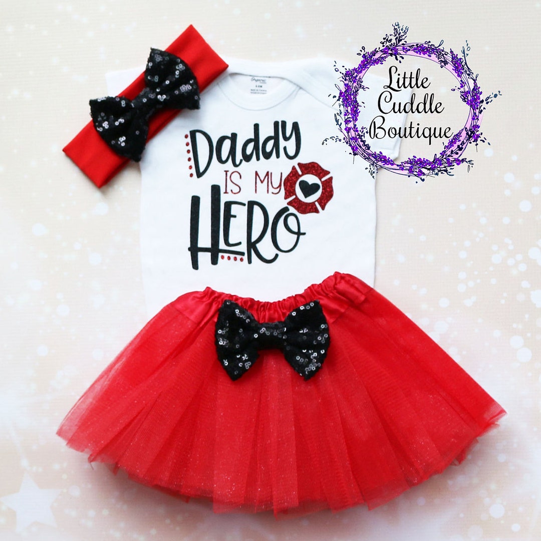 Daddy is My Hero Firefighter Tutu Outfit, Fireman Baby Outfit, Fireman ...