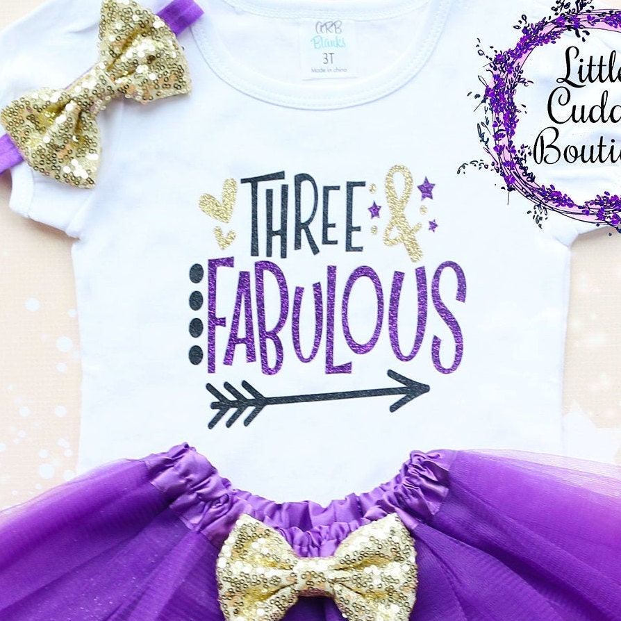 Three & Fabulous 3rd Birthday Tutu Outfit 3rd Girl Birthday - Etsy