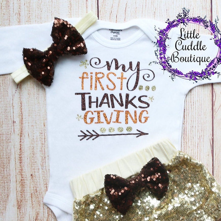 My First Thanksgiving Baby Shorts Outfit, Thanksgiving Baby Girl Outfit ...