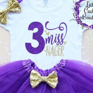 Miss 3-nager Birthday Tutu Outfit, 3rd Girl Birthday Outfit, Three Year ...