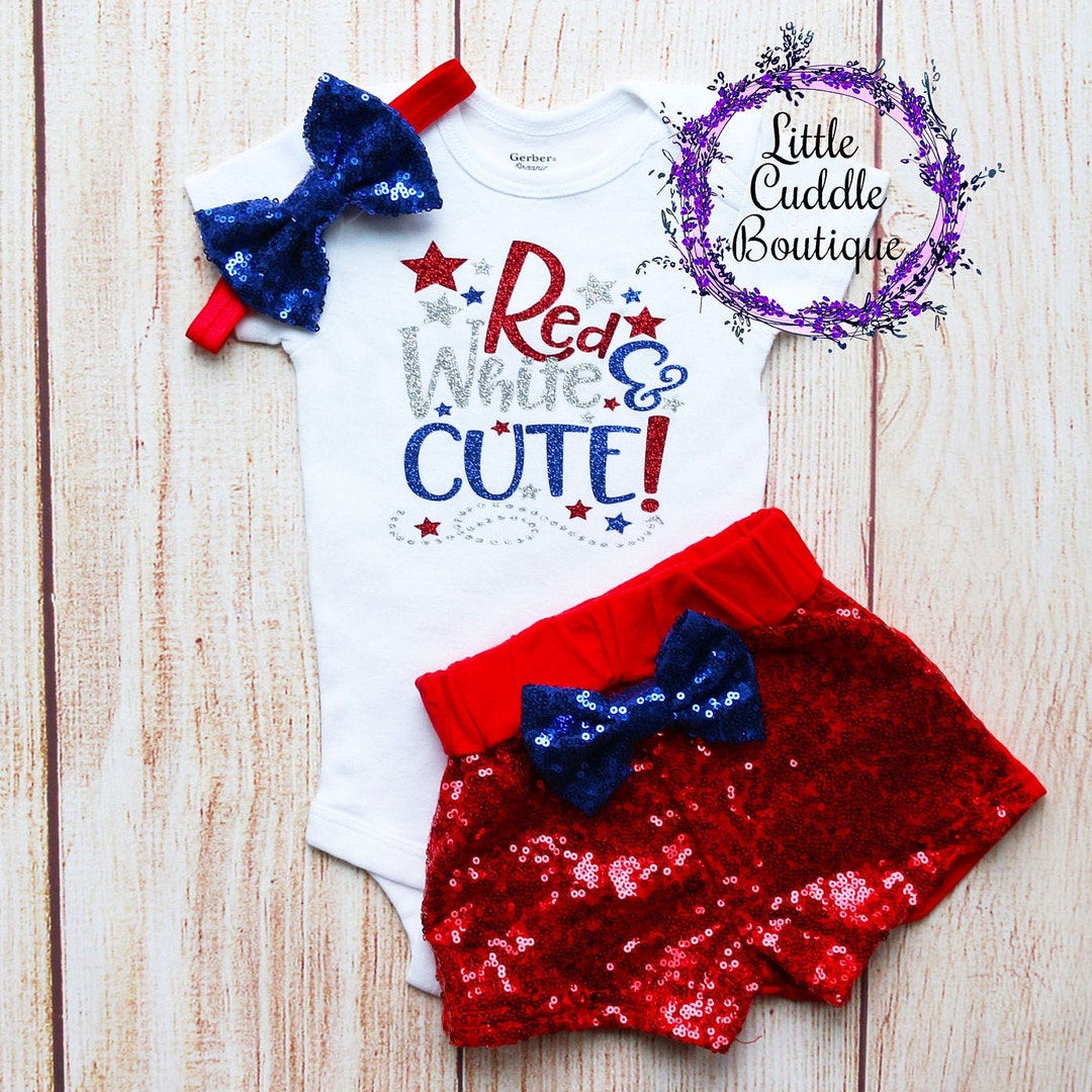 Red White & Cute Fourth of July Outfit, 1st Fourth of July Bodysuit ...