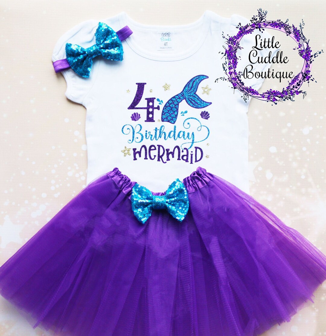 4th Birthday Mermaid Tutu Outfit, Under the Sea Birthday Outfit ...